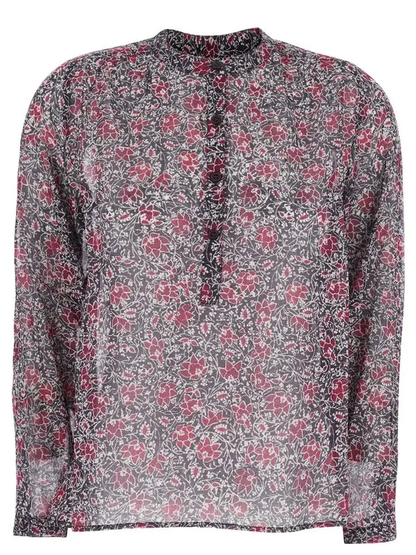 Isabel Marant Étoile Floral Print Cotton Henley Neck Dress - Multicolor