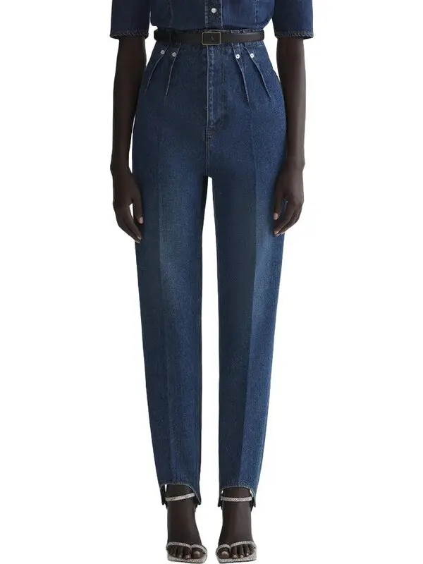 MUGLER Straight Leg Pleated Trousers - Blue
