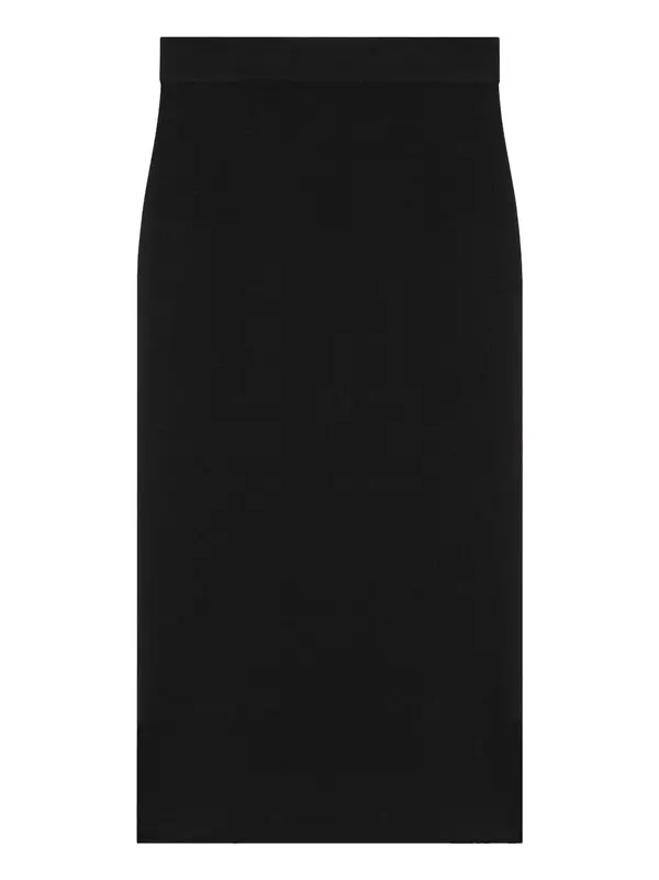 Saint Laurent Wool Pencil Midi Skirt - Black