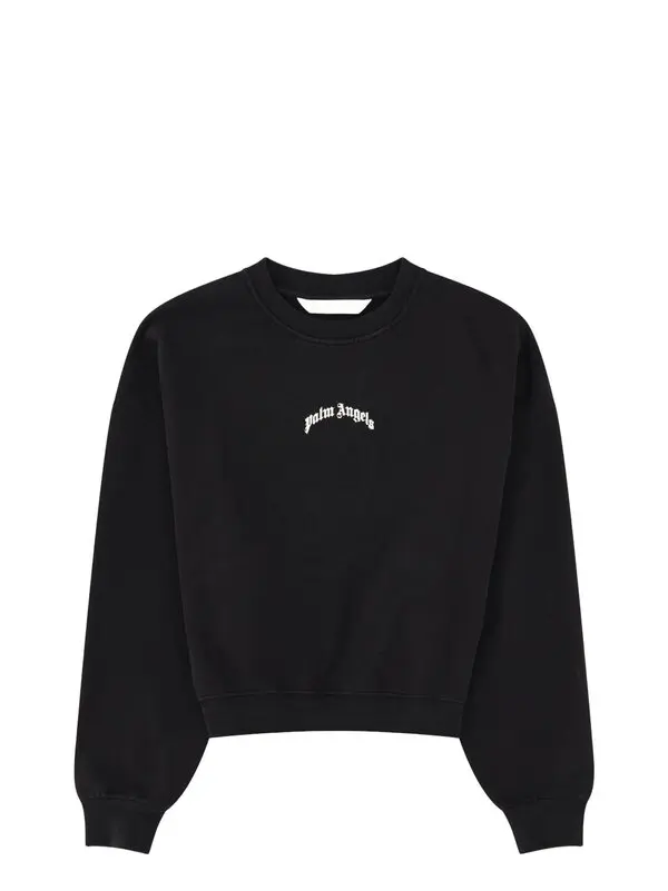 Palm Angels Cropped Logo Sweatshirt - Black
