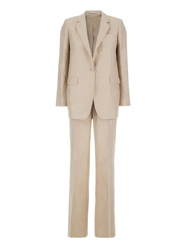 Tagliatore Beige Cotton Single-breasted Suit - Multicolor