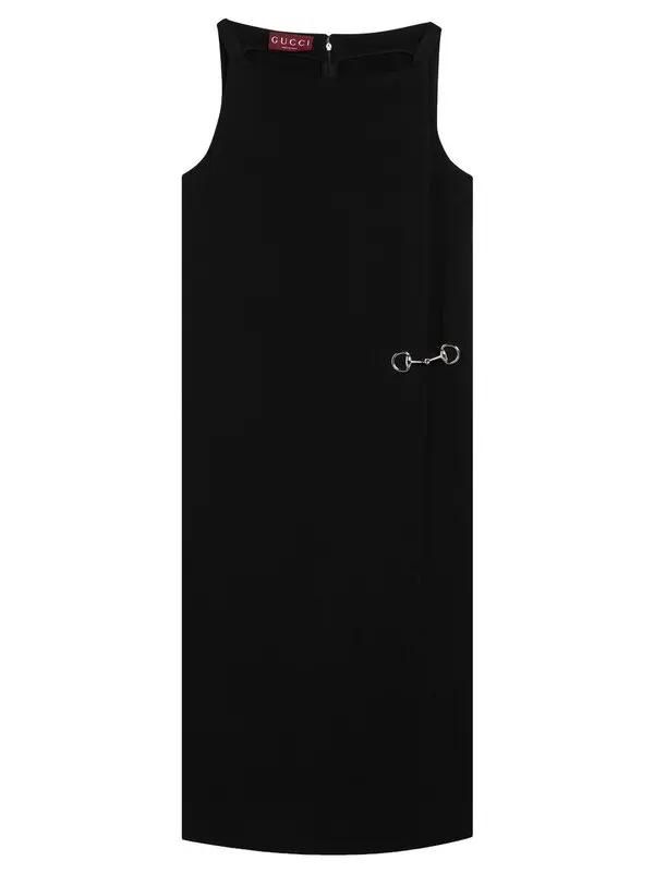 Gucci Sleeveless Dress With Horsebit Detail - Black