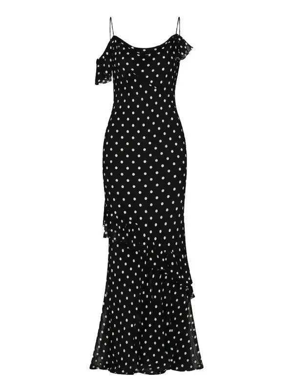 SELF-PORTRAIT Polka Dot Georgette Maxi Dress - Multicolor