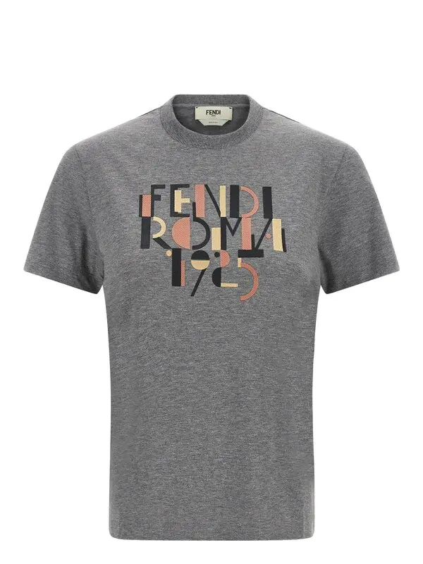 Fendi Roma 1925 Cotton Mélange Jersey T-shirt - Gray