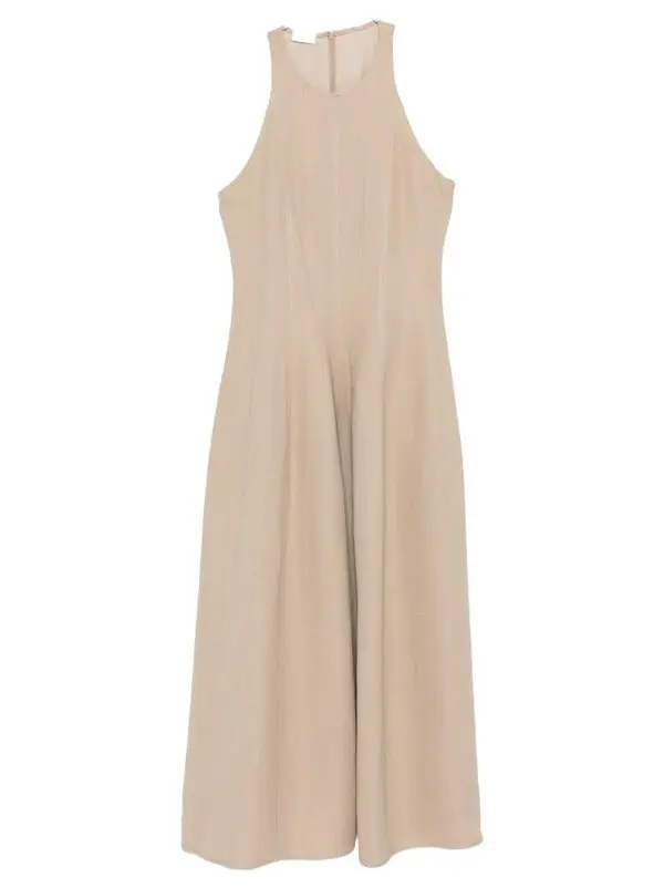 Brunello Cucinelli Sleeveless Paneled Linen Blend Dress - Multicolor