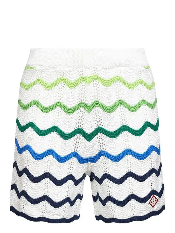 Casablanca Gradient Wave Knit Deck Shorts - White