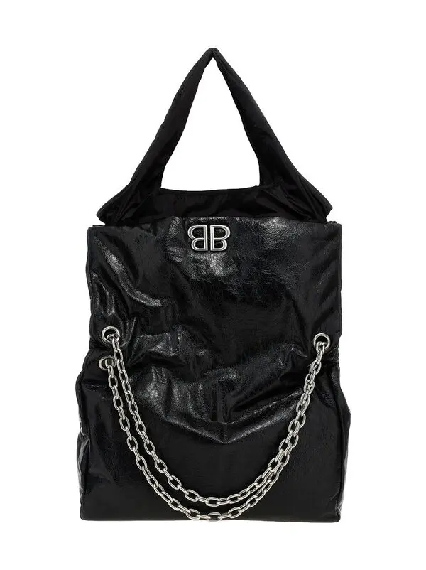 Balenciaga Calf Leather Tote Bag With Silver-tone Hardware - Black
