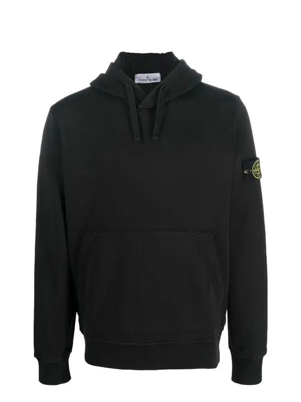 Stone Island Regular Fit Hooded Sweatshirt - Black