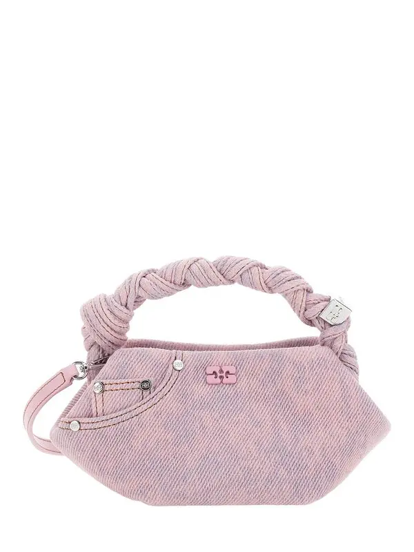 GANNI Denim Mini Handbag With Woven Handle - Multicolor
