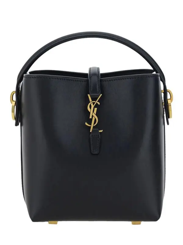 Saint Laurent Leather Mini Bag With Logo - Black