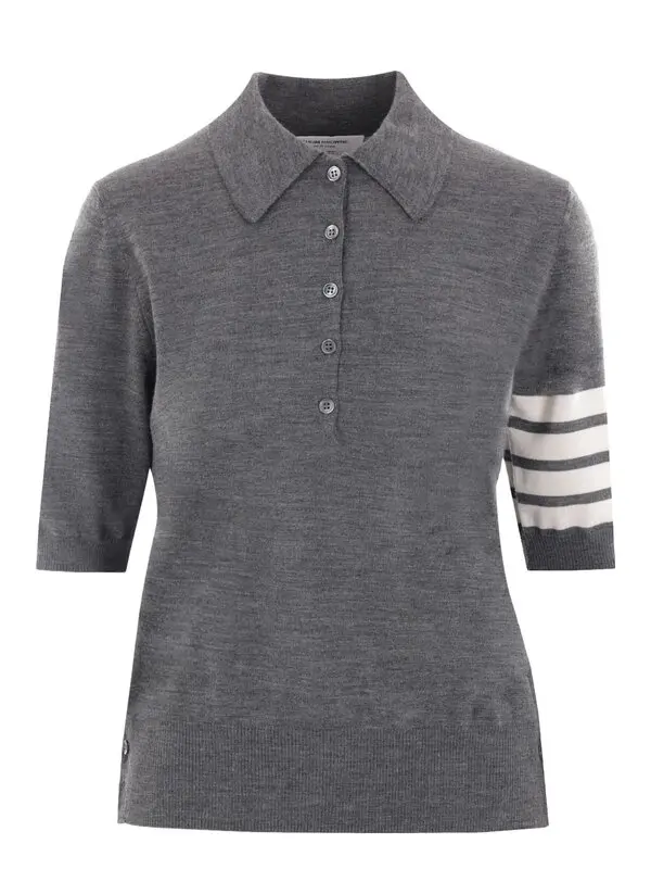 Thom Browne Wool Polo Shirt With Side Stripe Detailing - Multicolor