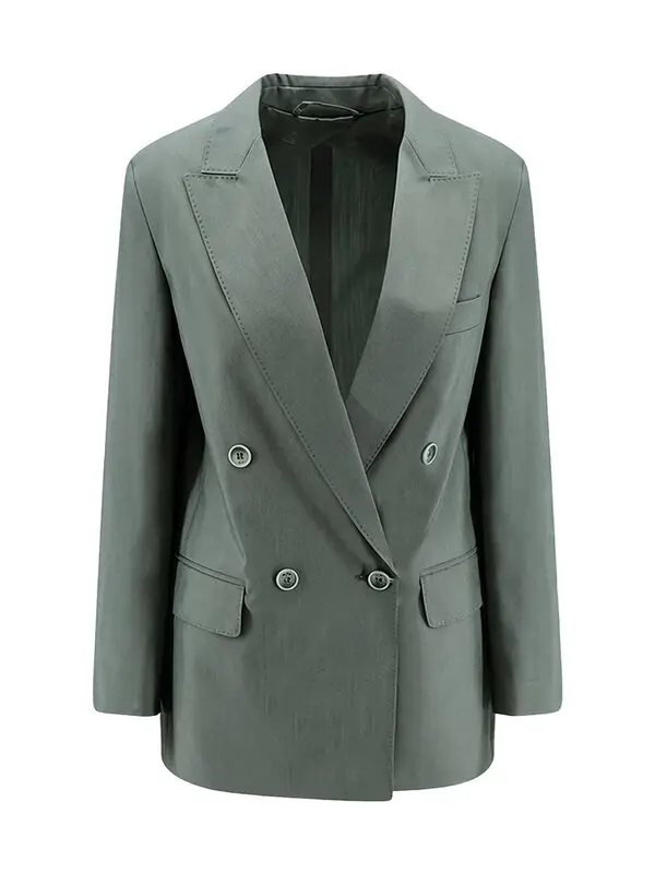 Max Mara Virgin Wool And Silk Double-breasted Blazer - Multicolor