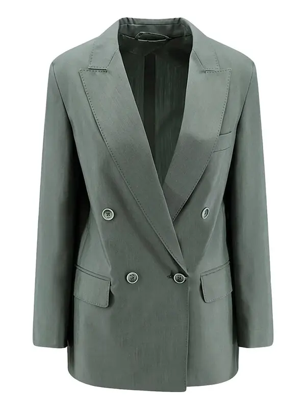 Max Mara Virgin Wool And Silk Double-breasted Blazer - Multicolor