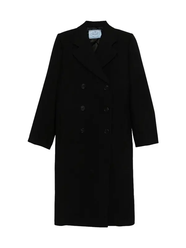 Prada Double-breasted Virgin Wool Coat With Paneling - Black
