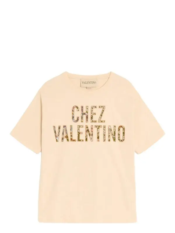 Valentino Garavani Short Sleeve Floral Print T-shirt - Cream