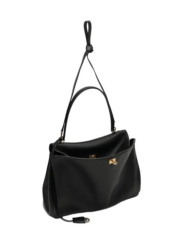 Balenciaga Calf Leather Shoulder Bag With Twist-lock Detail - Black