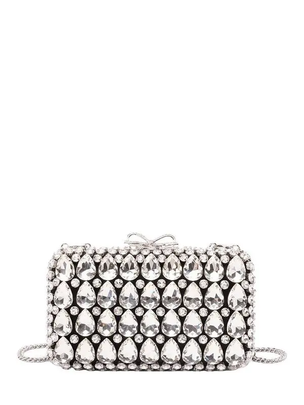 SELF-PORTRAIT Embellished Satin Crystal Clutch Bag - Multicolor
