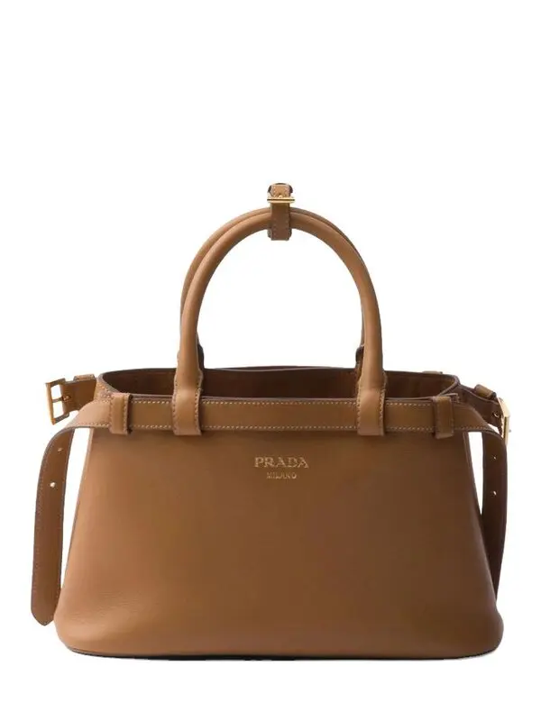 Prada Calf Leather Tote Bag - Brown