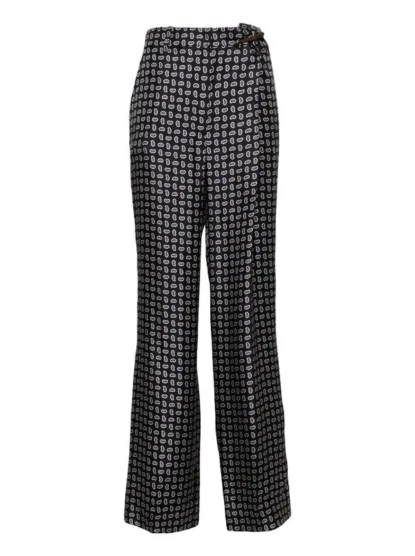 Prada Tailored Paisley Print Silk Trousers - Blue