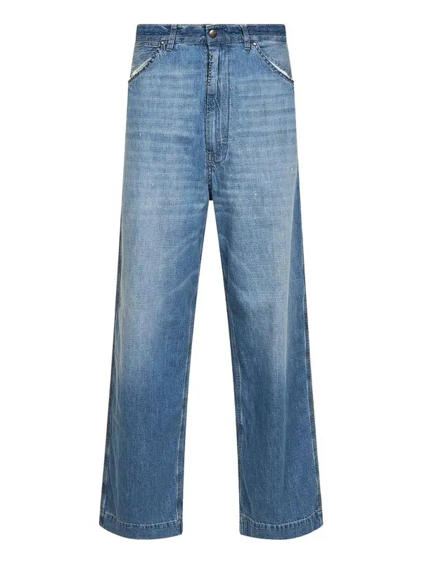 MAISON MARGIELA Medium Vintage Blue Denim Wide-leg Jeans - Multicolor