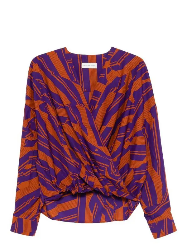 Dries Van Noten Printed Wrap Front Blouse - Purple