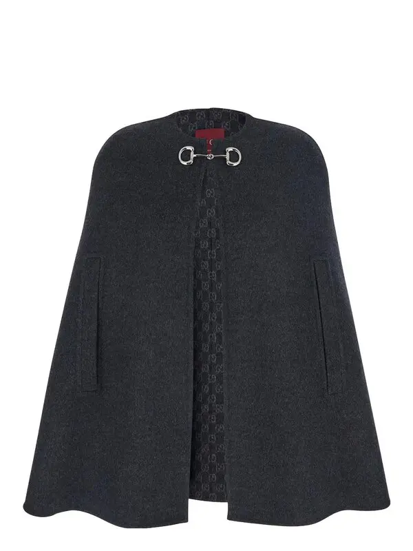 Gucci Wool Silk Cape With Horsebit Closure - Multicolor
