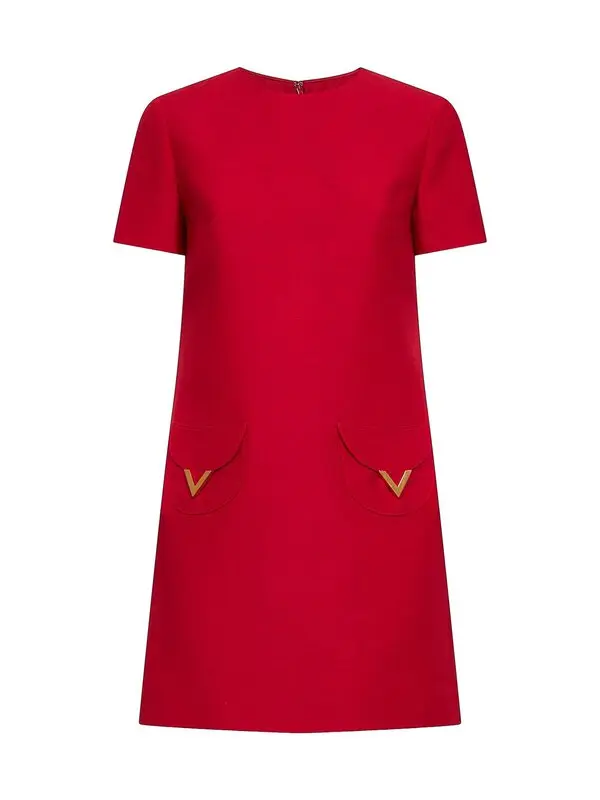 Valentino Garavani Red Crepe Couture Mini Dress - Multicolor