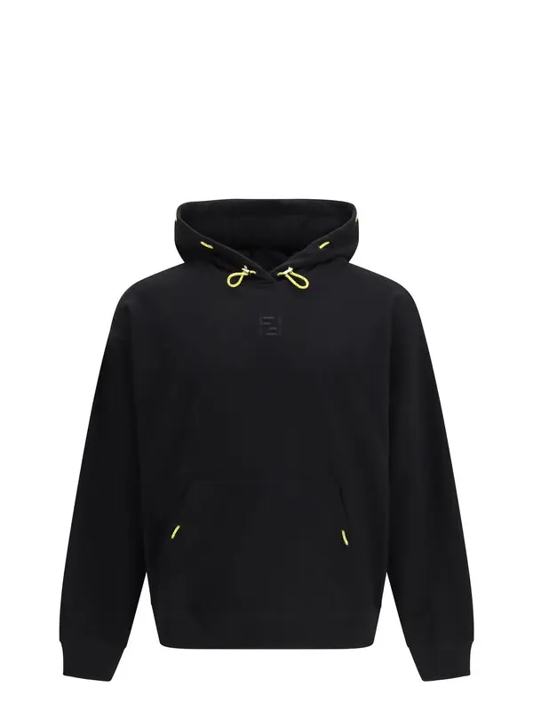 Fendi Cotton Hooded Sweatshirt With Embroidered Logo - Black