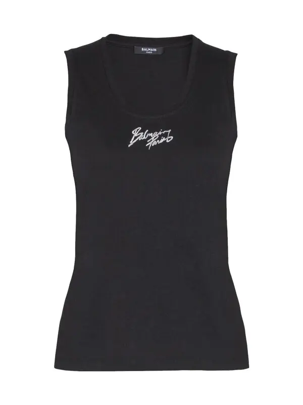 Balmain Logo Cotton Tank Top - Multicolor