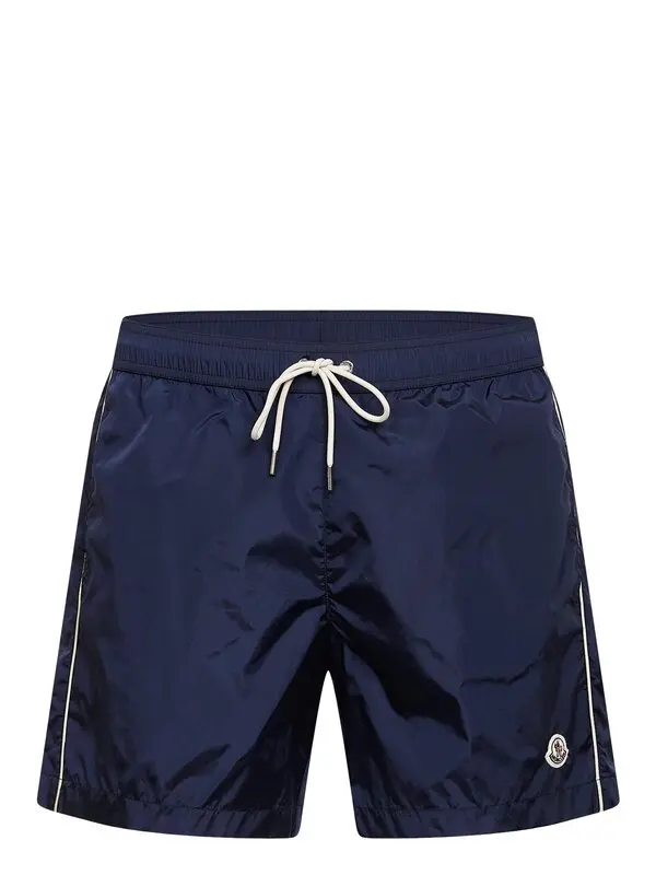 Moncler Navy Blue Nylon Logo Patch Swim Shorts - Multicolor