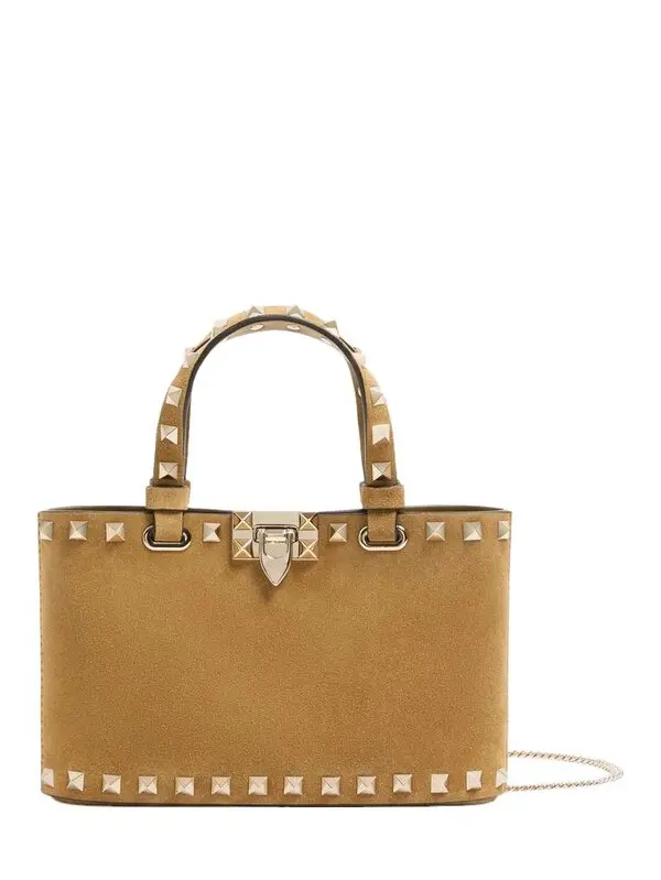 Valentino Garavani Rockstud Embellished Leather Tote Bag - Cream