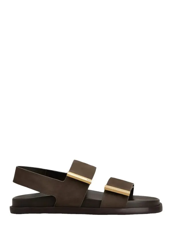 TOD'S Dark Calf Leather Slingback Sandals - Brown