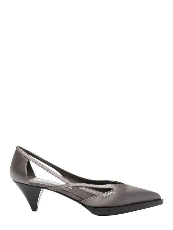 Prada Grey Satin Cut-out Pumps - Gray