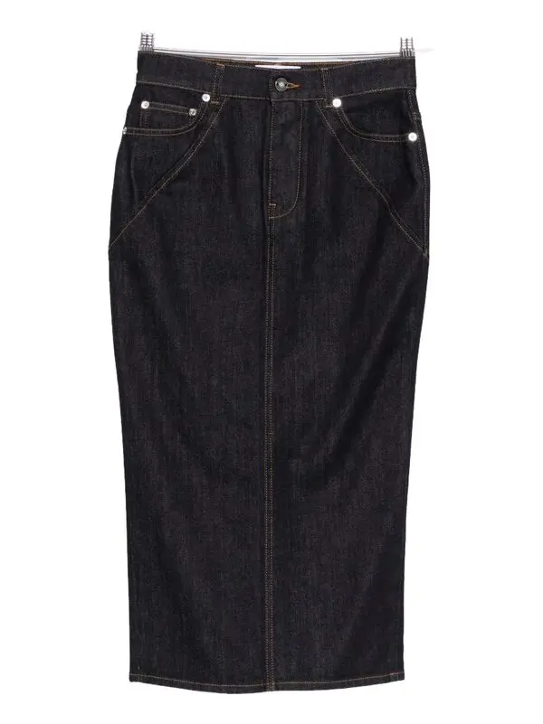 Givenchy Denim Midi Skirt With Contrast Stitching - Multicolor