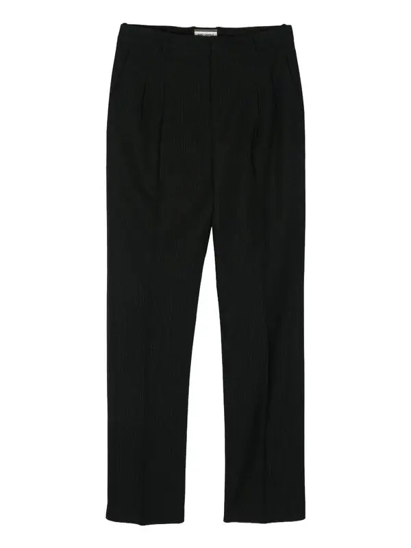 Saint Laurent Wool Blend Striped Trousers - Black