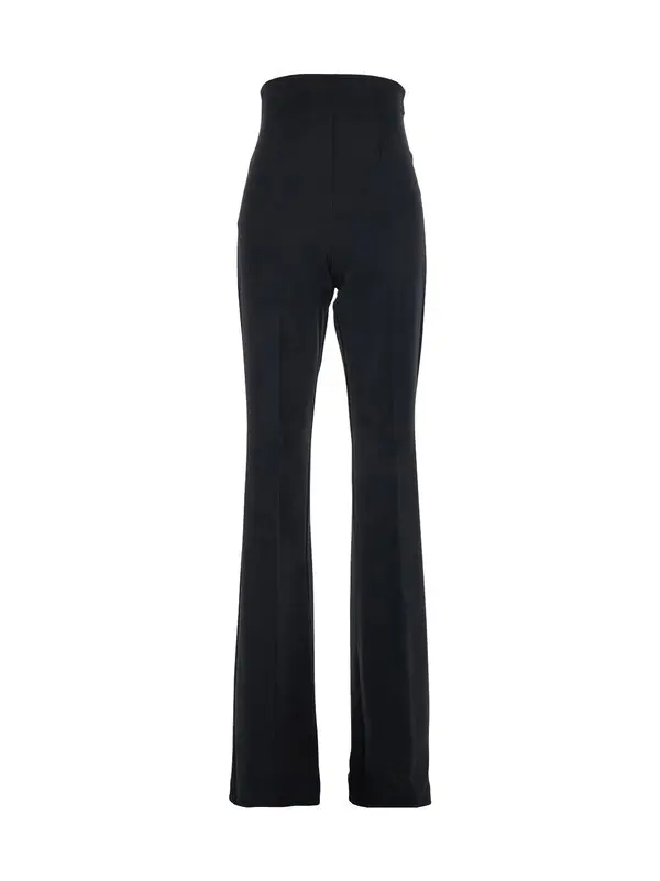 Sportmax High-waisted Black Fabric Pants With Applied Back Pockets - Multicolor