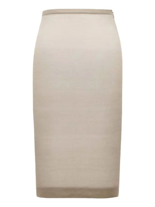 Saint Laurent Transparent Silk Knit Pencil Skirt - Gray