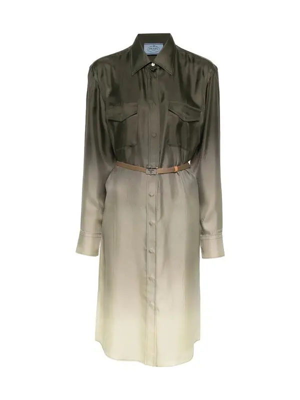 Prada Silk Gradient Effect Dress - Green