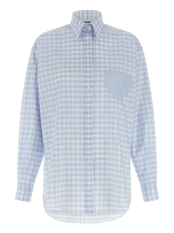 Moschino Heart Vichy Cotton Poplin Shirt - Blue