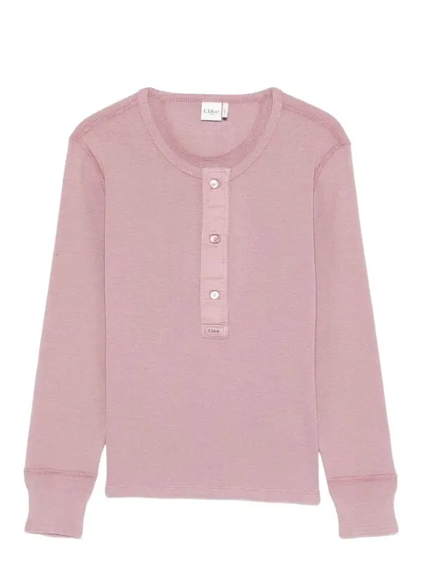 Chloé Cotton Crewneck Sweater With Button Detail - Multicolor