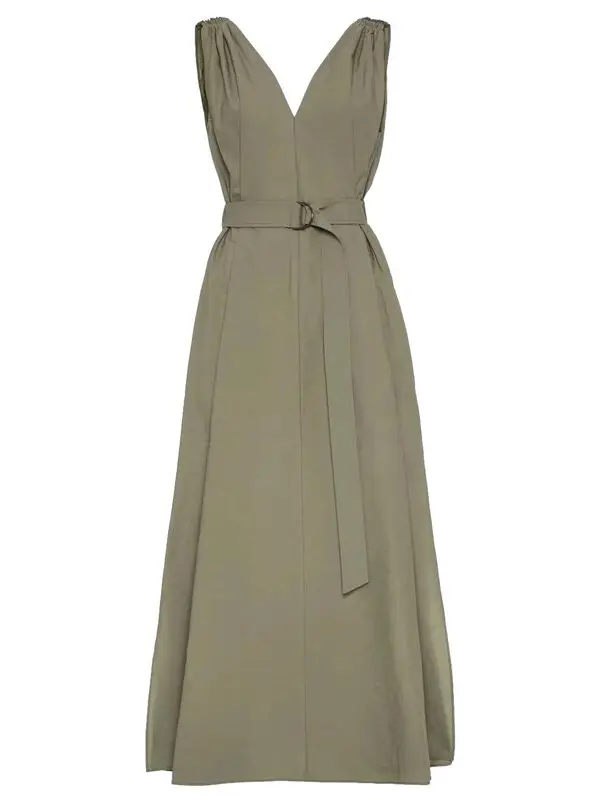 Brunello Cucinelli Belted Dress With Monili Embellished Shoulders - Multicolor
