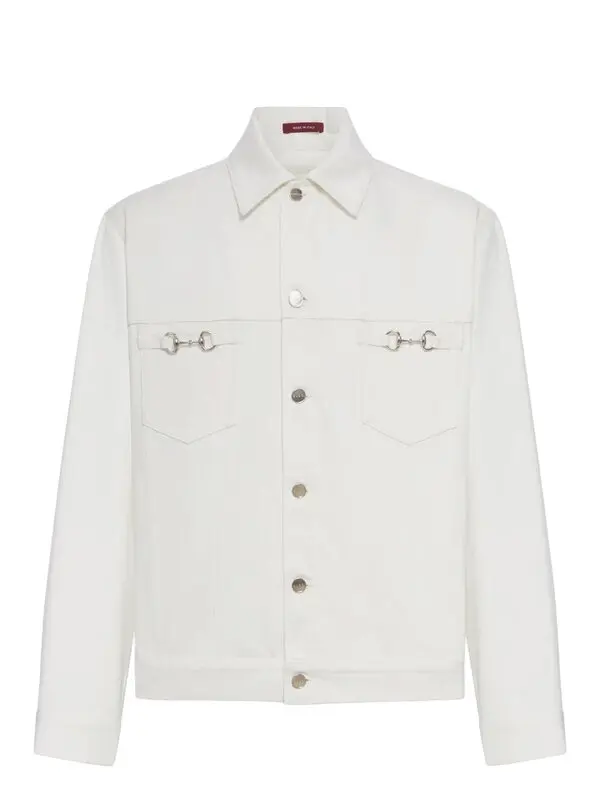 Gucci Denim Jacket With Horsebit Detail - White
