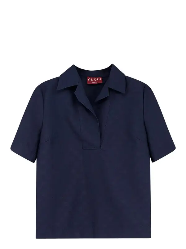 Gucci Fabric Polo Shirt With Gg Pattern - Multicolor