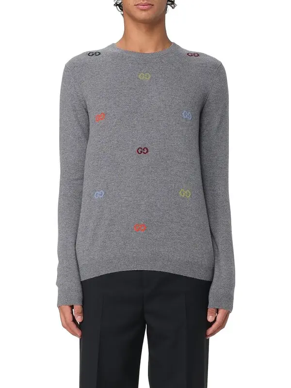 Gucci Grey Monogram Knit Sweater - Gray