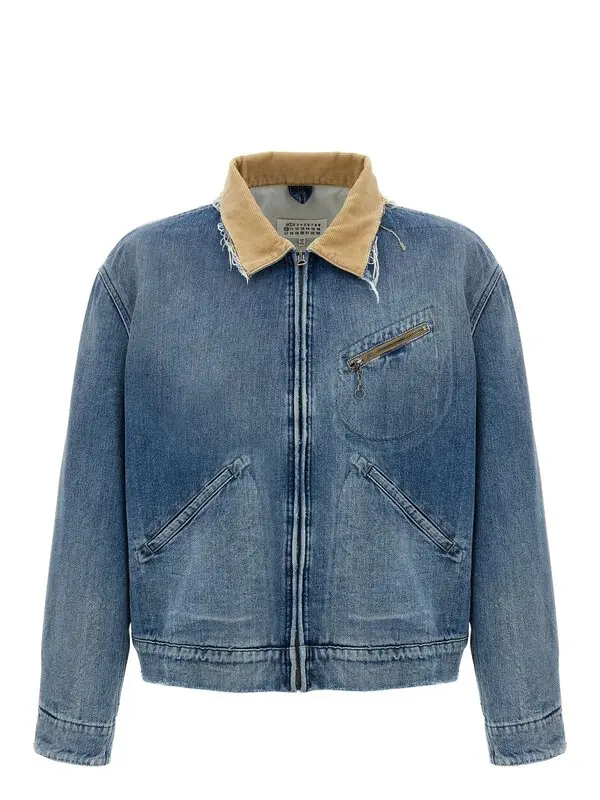 MAISON MARGIELA Denim Jacket With Corduroy Collar - Blue