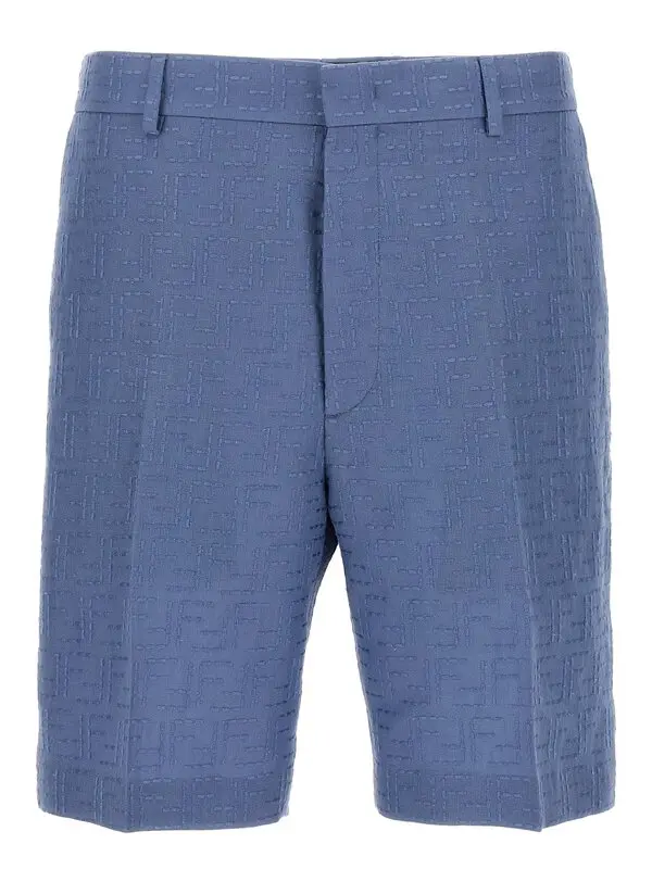 Fendi Bermuda Ff Jacquard Shorts - Blue