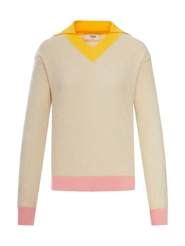 Fendi Long-sleeved V-neck Sweater - Multicolor