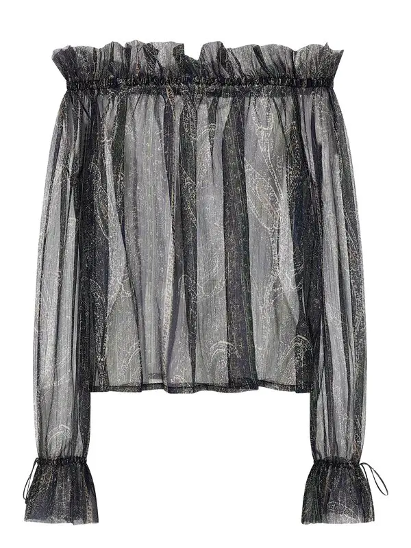 Saint Laurent Paisley Motif Lurex Off-the-shoulder Blouse - Multicolor