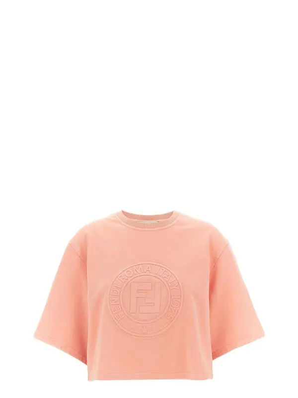Fendi 3d Roma' Cropped Sweatshirt - Pink