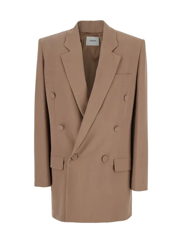 Saint Laurent Double Breasted Jacket With Classic Lapels In Silk - Multicolor